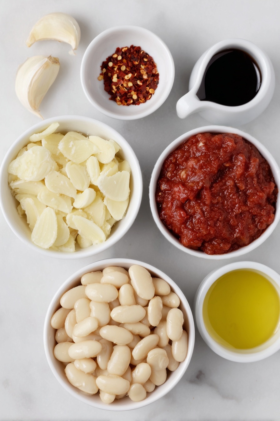 Garlic Tomato Soup with Smashed White Beans – Cozy & Delicious