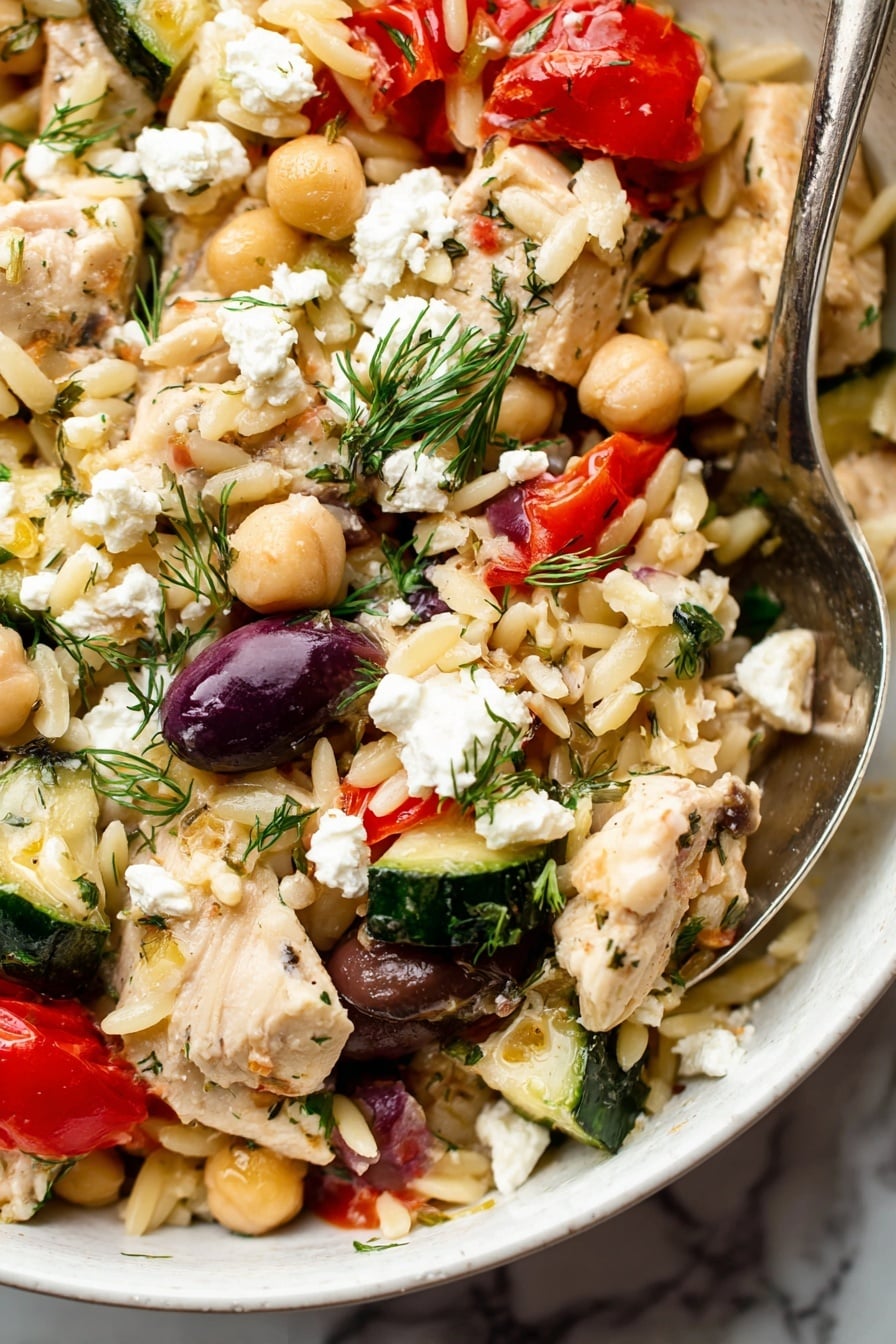 Greek Chicken Orzo Skillet: Delicious Mediterranean One-Pan Meal