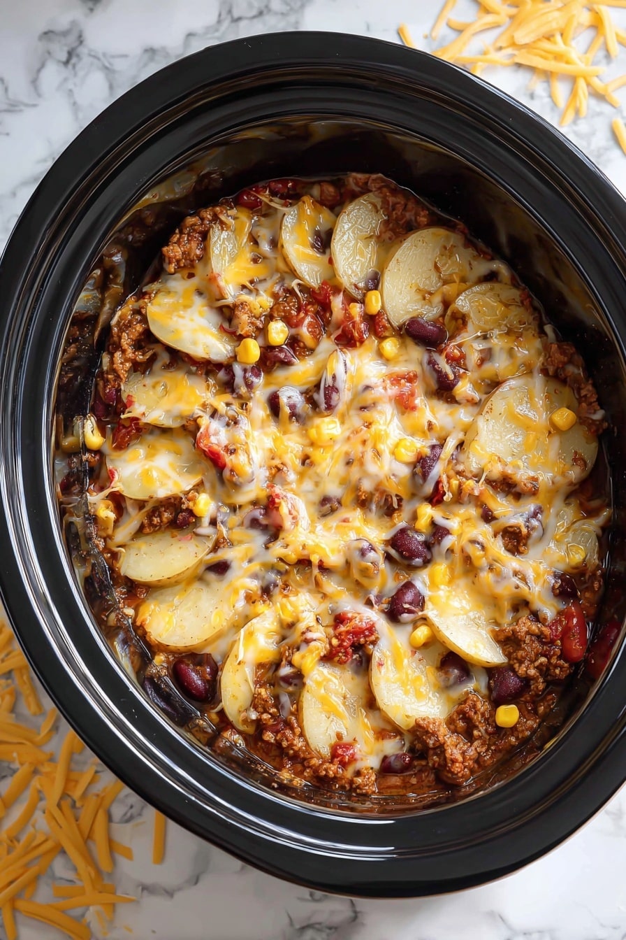 Crockpot Cowboy Casserole – Hearty Slow Cooker Beef & Potato Dinner