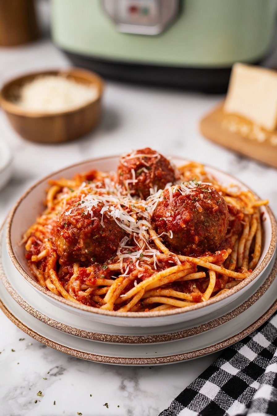 Easy Crockpot Spaghetti and Meatballs – Cozy Slow Cooker Dinner