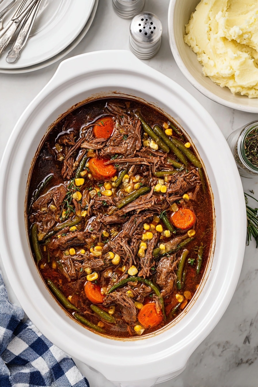 Slow Cooker Shredded Beef with Vegetables | Cozy & Easy Dinner